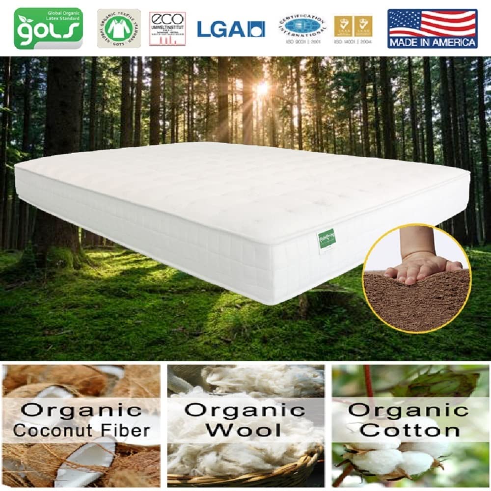 NATURAL LIFE PALMPRING Cambay Twin Mattress - Organic Coconut Coir 8β Extra Firm 1 Layer Comfortable Sleep Bed Dust Free