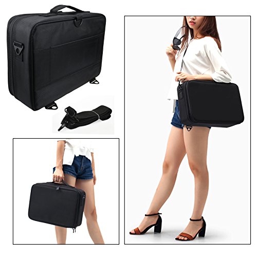 goldwheat Travel Makeup Case Beauty Cosmetic Bag Multifunctional Makeup Bag with Adjustable Shoulder Strap