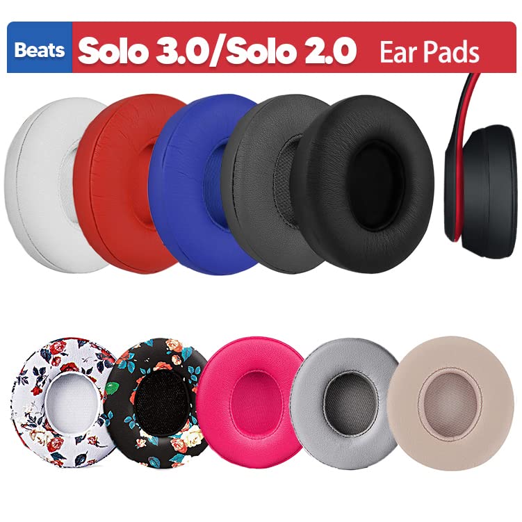 Beats Solo 3 Wireless Ear Pads Replacement, BUTIAO Protein Leather Memory Foam Headphone Earpads Ear Cushion Pad for Beats by Dre Solo 3 Wireless & Solo 2 Wireless Over Ear Headsets (Champagne)