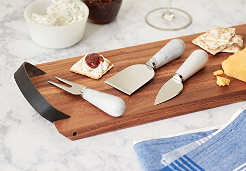 Fox Run Premium 3-Piece White Marble Cheese Knife Set, 1.5 x 4.25 x 6.75 inches