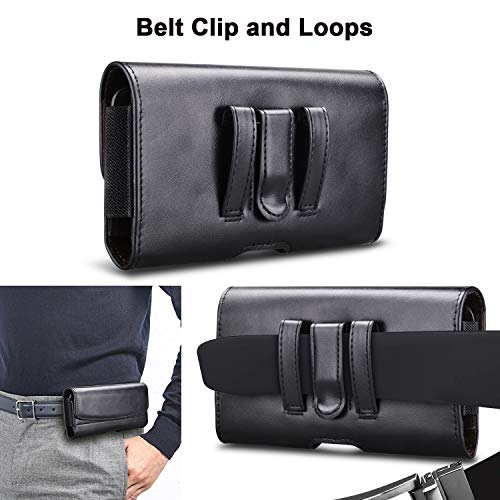 Takfox Phone Holster for Samsung Galaxy S23 Ultra S22 Plus S22 S20 FE S10 Note 20 Ultra Note 10 Plus A12 A13 A14 A02S A03S A04S A23 A32 A42 iPhone 14 Pro Max Leather Belt Holster Pouch Holder,Black
