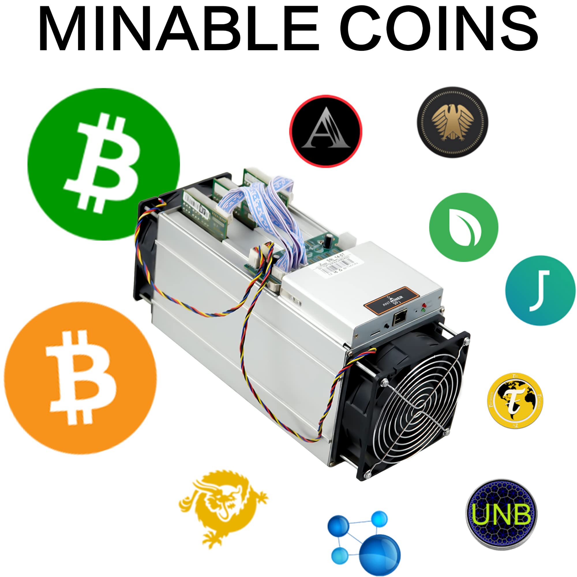 Antminer S9J 14.5TH/s Bitcoin Miner, S9J 14.5TH/s ASIC Bitcoin BTC Miner @.098 J/GH Bitcoin Mining Machine with Data Cable