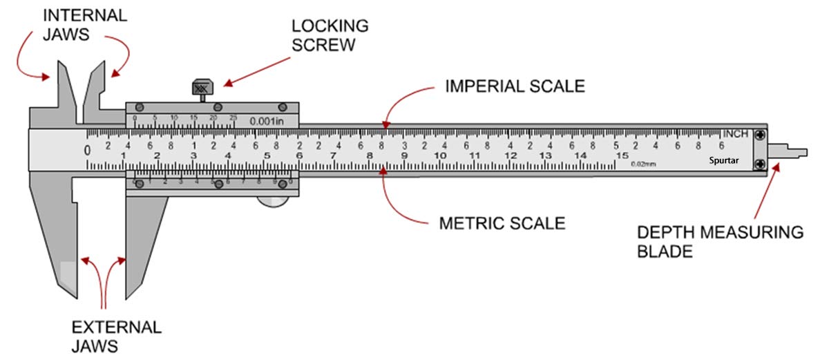 Spurtar Vernier Caliper Measuring Tool 6" Stainless Steel, 0-6Inch/0-150mm Manual Non Digital Calipers, 0.001"/0.02mm High Precision Durable Micrometer