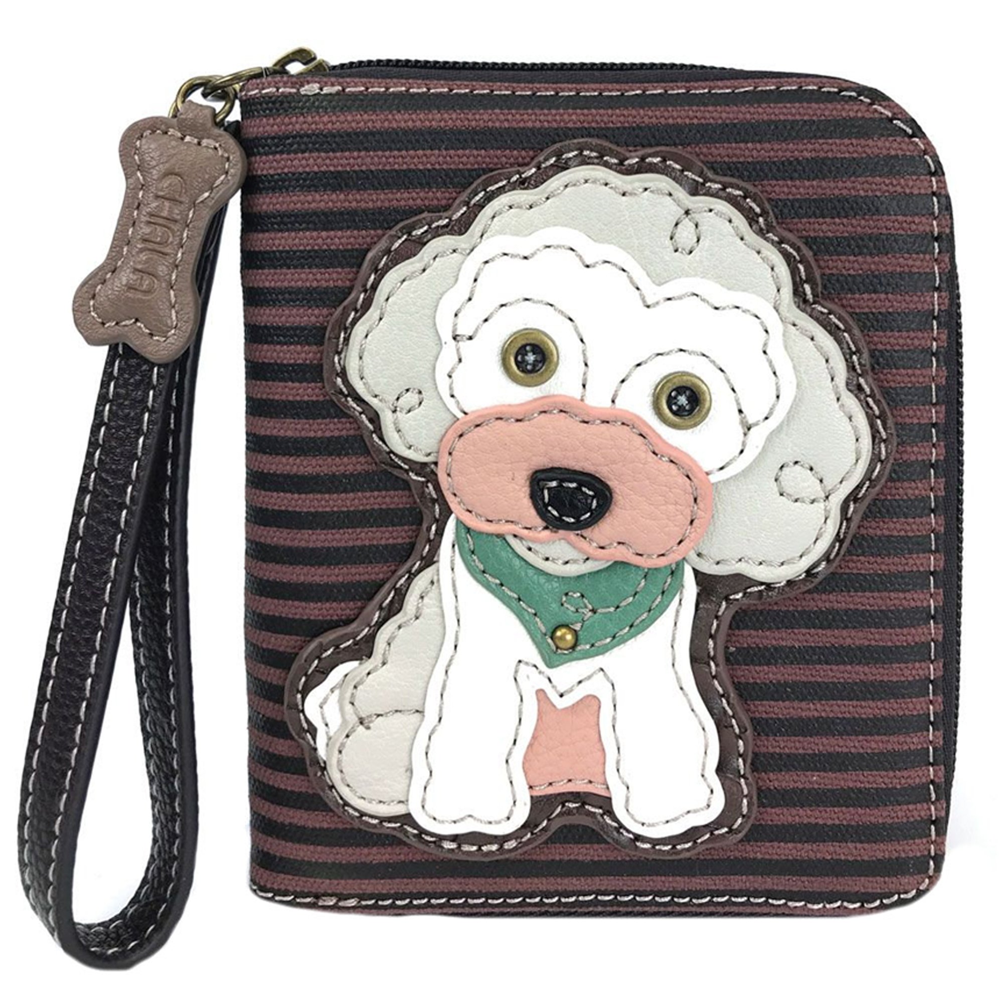 Chala Group Poodle Zip-Around Wristlet Wallet, Poodle Mom Poodle Lovers