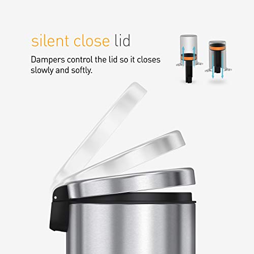 simplehuman 4.5 Liter / 1.2 Gallon Round Bathroom Step Trash Can, Brass Stainless Steel
