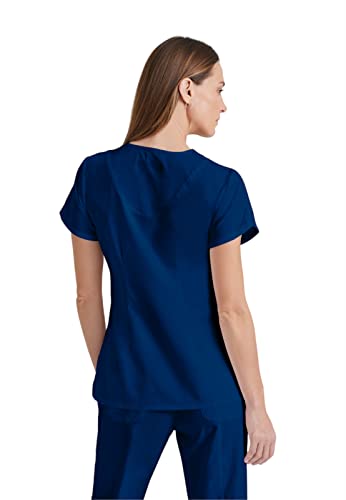 Grey's Anatomy 41423 4 Pkt Crossover V-Neck Top (Indigo, Medium)