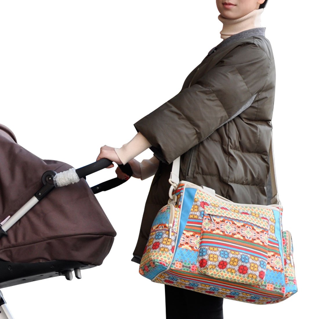 KF Baby Bohemian Diaper Bag Value Set, Crossbody Strap, Stroller Hooks, More