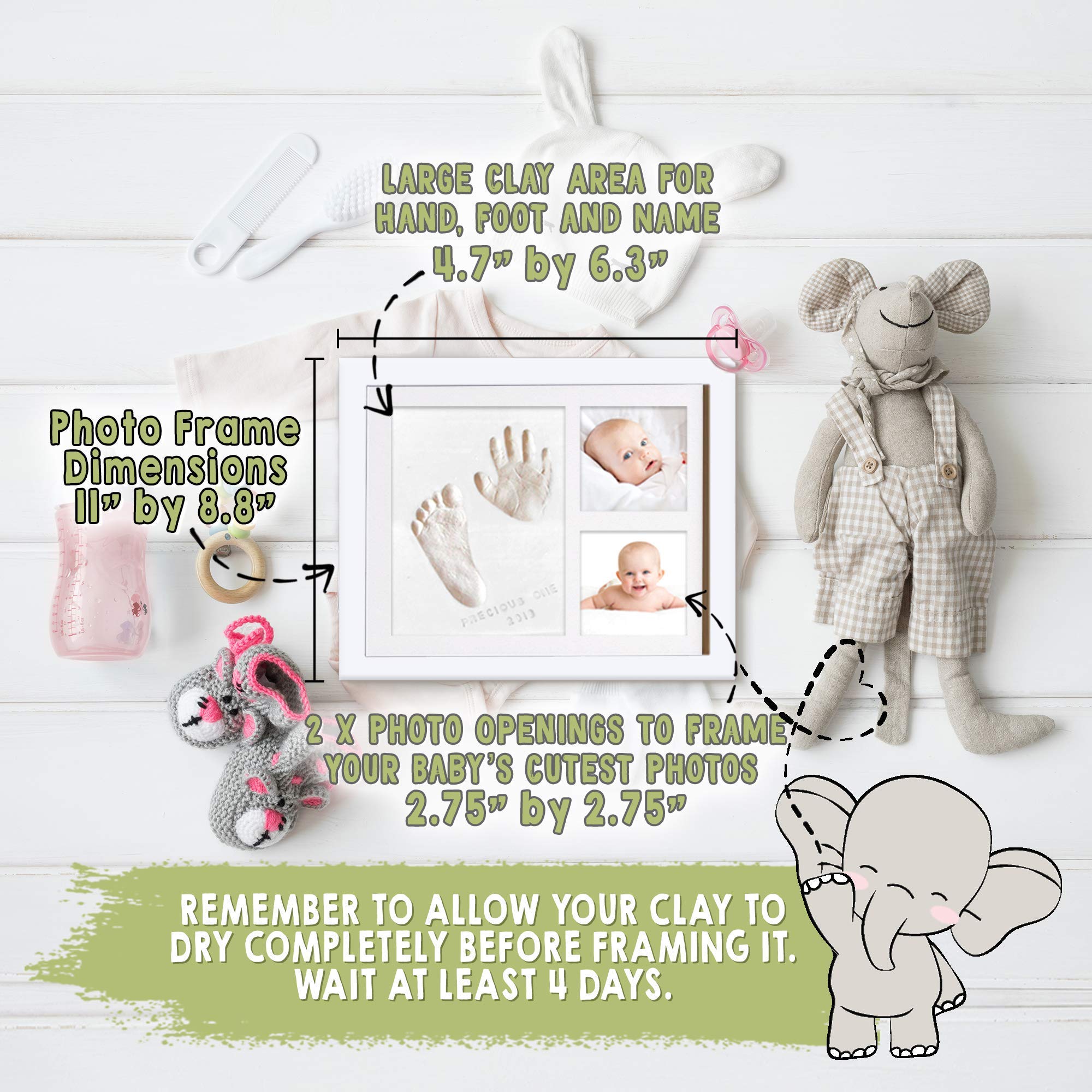 Baby Memory Book First 5 Years Journal And Baby Handprint Footprint Keepsake Kit Bundle - All Family, LGBT, Single Mom Dad, Adoptive - Baby Prints Photo Frame for Newborn