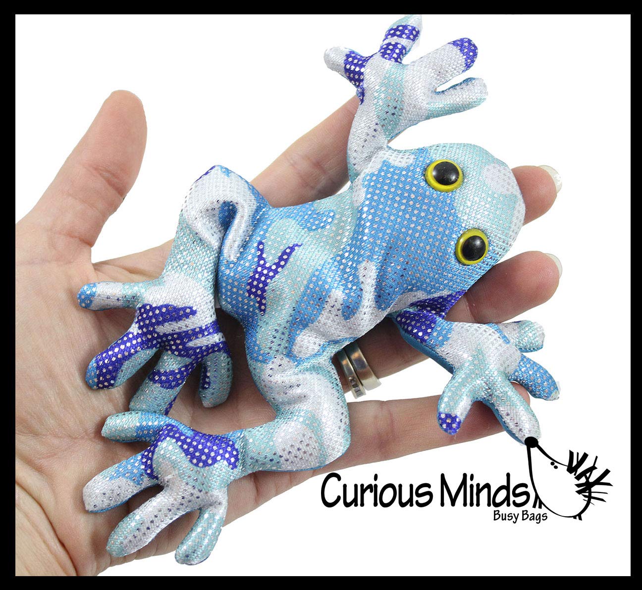 Curious Minds Busy Bags 5 Reptile Set - Sand Filled Animal Toy - Snake, Turtle, Lizard, Alligator, Frog- Heavy Weighted Sandbag Animal Plush Bean Bag Toss - Shimmering Glitter