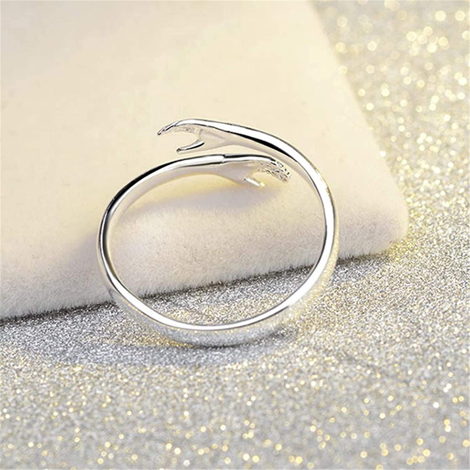 7mohugme Hug Ring 925 Sterling Silver Rings for Women Girls Silver Hugging Hands Open Ring Jewelry Hug Hands Statement Rings Wedding Bands (Silver Hug Ring)