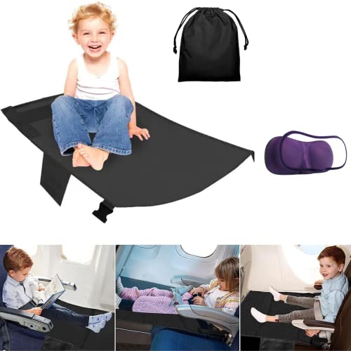 Essential for Children's Airplanes, Children's Airplane Bed, Business Car Child Resting Foot Mats, Children's Waterproof Airplane seat Extender(Black), Comes with 3D Sleep Goggles