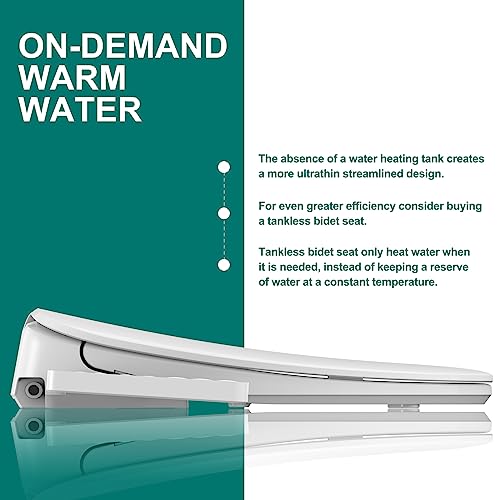 Aquatiz Elongated Smart Toilet Seat, Electronic Heated Toilet Seat, Self-Cleaning Nozzle, Temperature Controlled Wash, Air Dryer, Deodorizer, LED Light, Multi-mode Wash, (Panel Control)