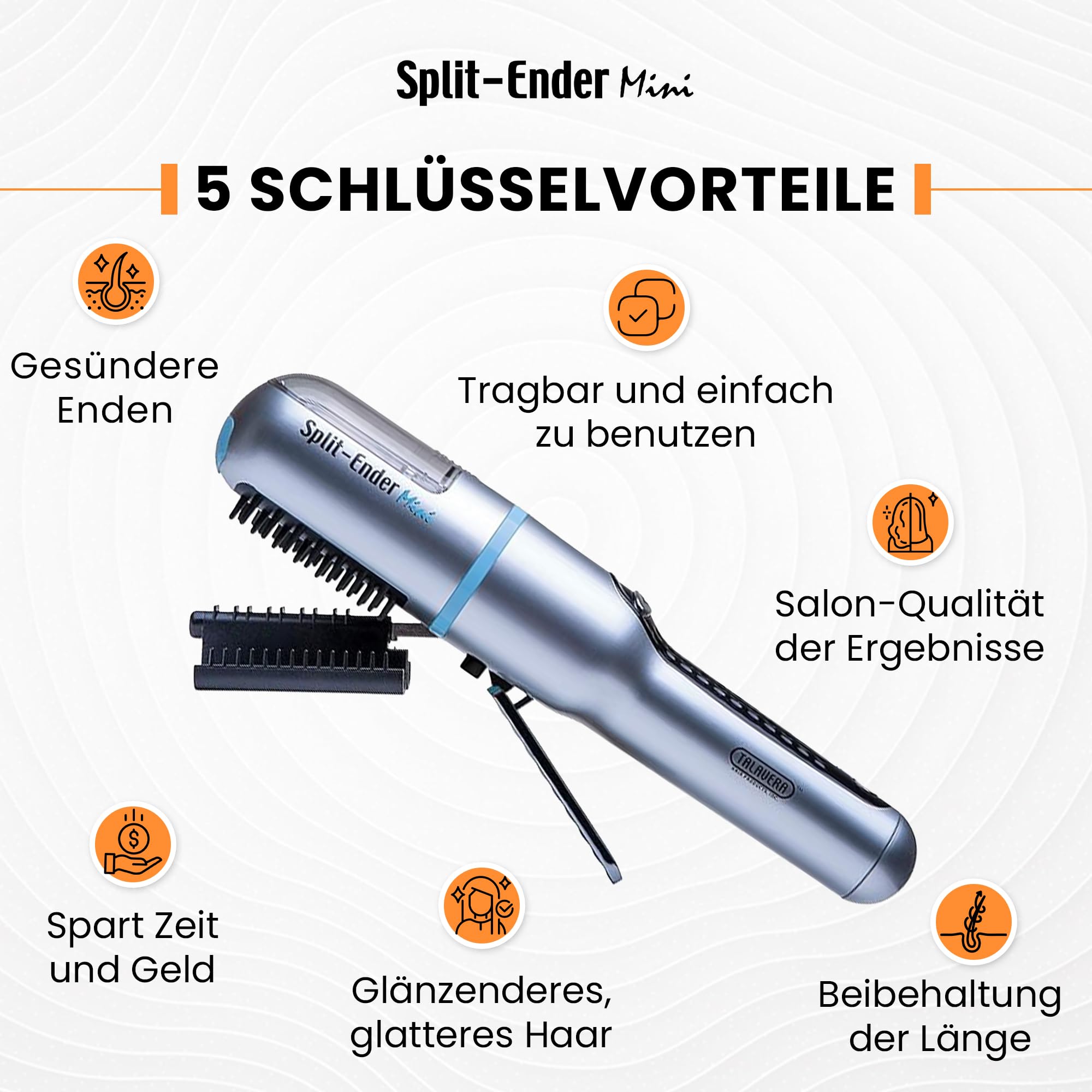 Split-Ender Mini - The Original Cordless Split End Hair Trimmer Automatic 3 AAA Battery Home Care Clipper 2-in-1 for Dry Damaged Splitting Broken Brittle Straight Curly Frizzy Beauty Styling - Blue