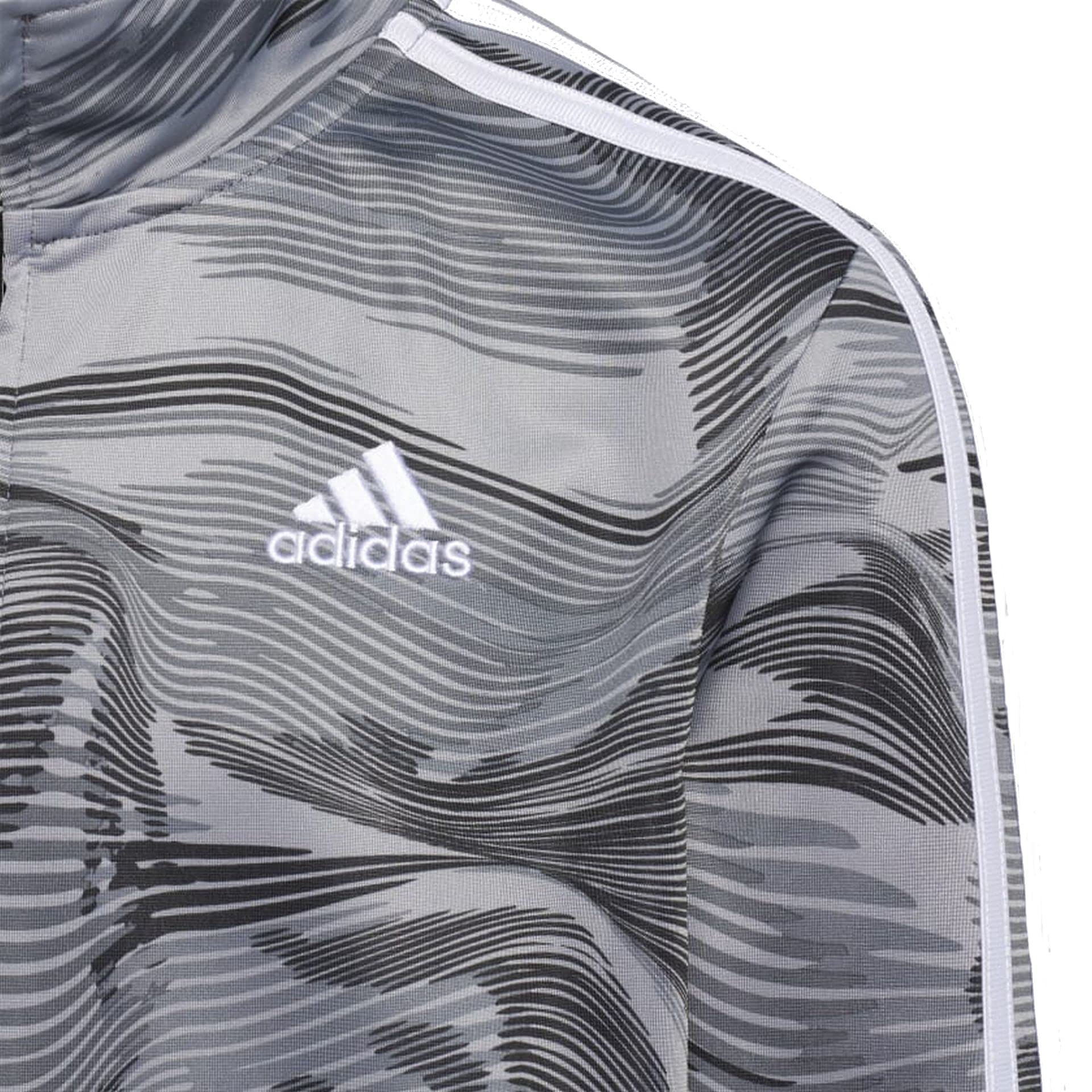 adidas Boy's Warped Camo Tricot Track Jacket (Large, Black)