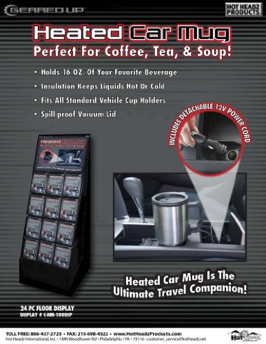 Hot Headz Heated Stainless Steel Auto Travel Mug Holder, Silver, One Size