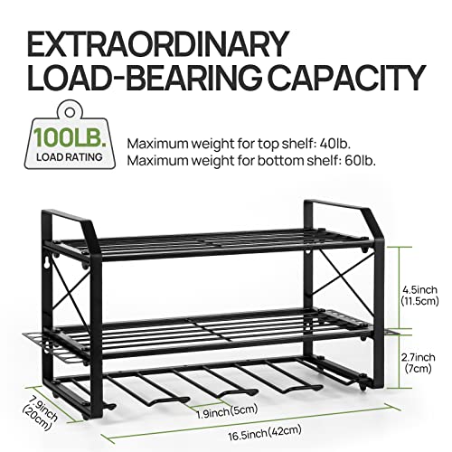 SINPUDA Power Tool Organizer, Heavy Duty 3-Layer Metal Drill Holder Wall Mount for Garage Tool Organizers and Storage - Floating Tool Shelf for Power Tools and Accessories