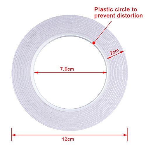 SIQUK 4 Rolls Double Sided Tape Strong Adhesive Sewing Tape with 1pc Mini Scissor for Craft Class Office, 39.4 Yards Each Roll (Width: 6mm/ 9mm/ 12mm/ 15mm)
