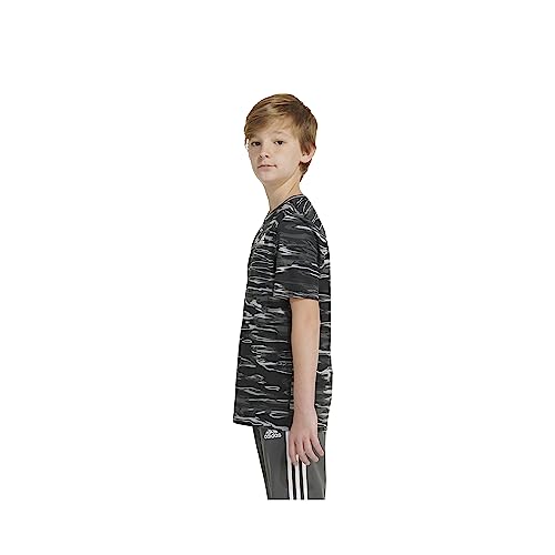 adidas Boys' Short Sleeve Cotton Allover Camo BoS Logo T-Shirt, Black (New)