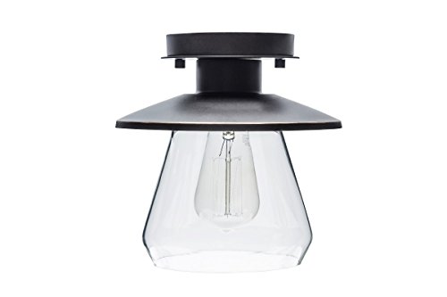 Globe Electric 64846 1-Light Semi-Flush Mount Ceiling Light, Oil Rubbed Bronze, Clear Glass Shade, Ceiling Light Fixture, Light Fixtures Ceiling Mount, Bedroom Lights for Ceiling, Dining Light Fixture