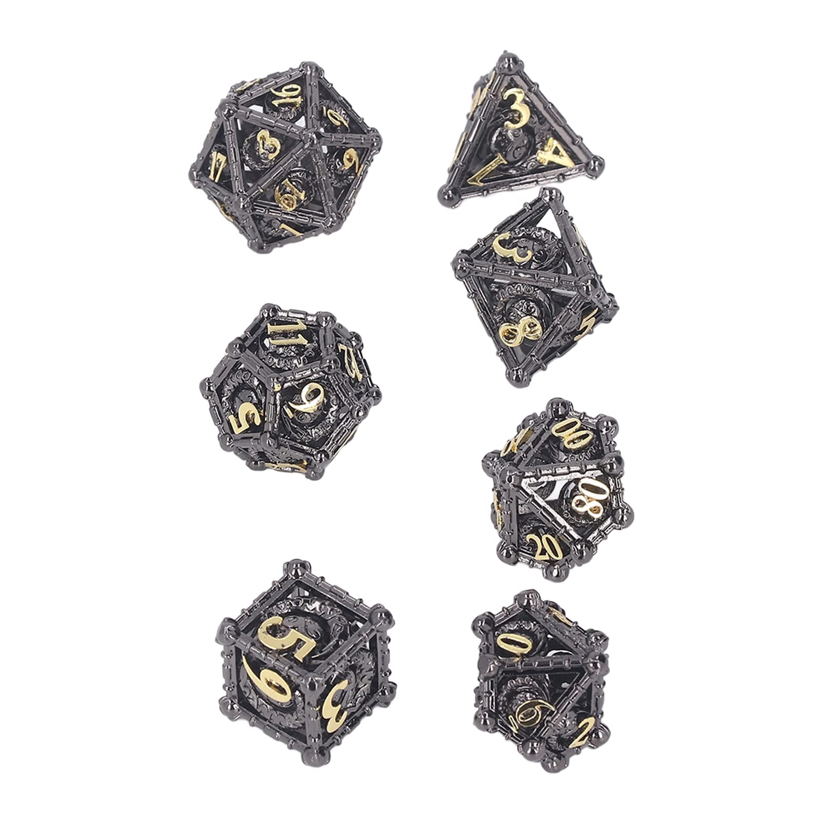 7pcs Polyhedral Dice Set,Durable Brass Metal Dice Set for Board Games Role Play
