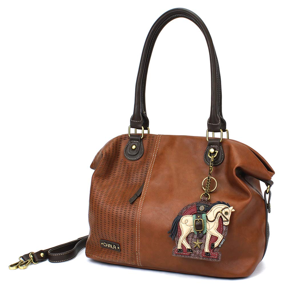 CHALA Laser Cut Crossbody Shoulder bag Tote Bag Faux Leather Brown
