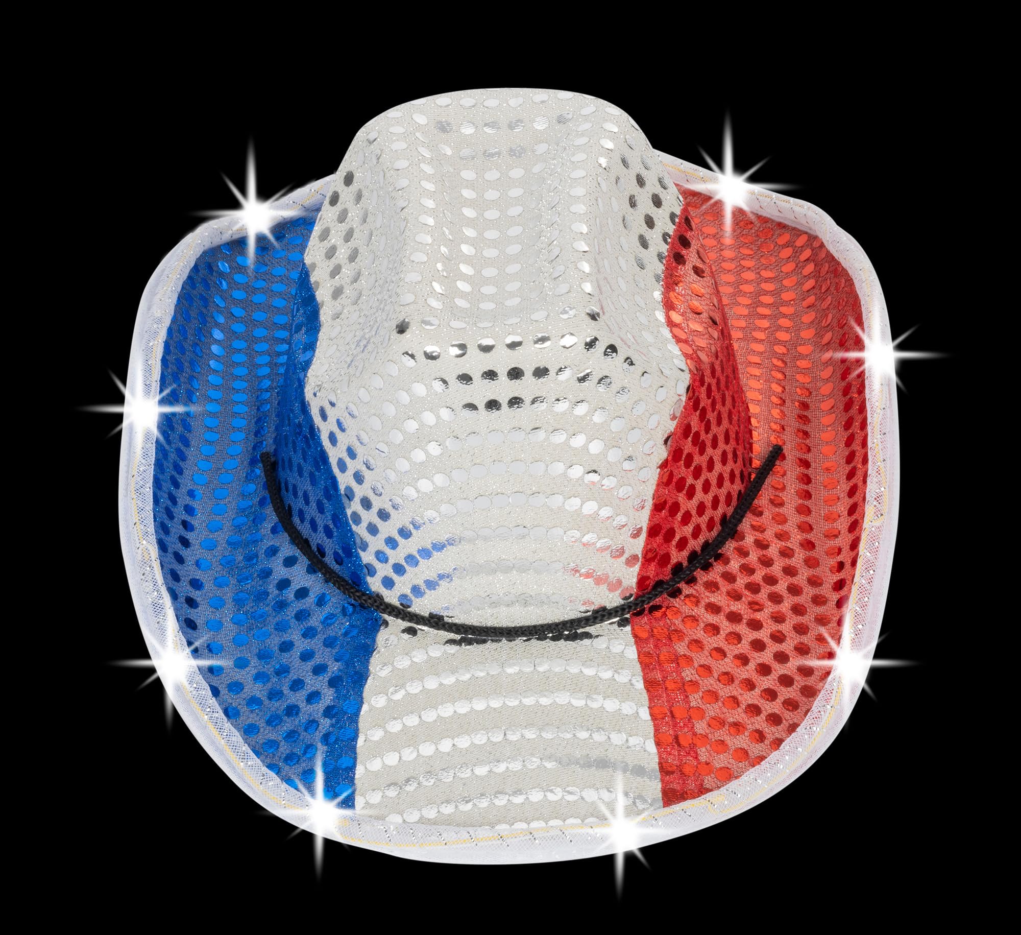 American Flag Cowboy Hat Usa Red Blue White Cowgirl Hat Neon Sequins Hat for July 4th Independence Day