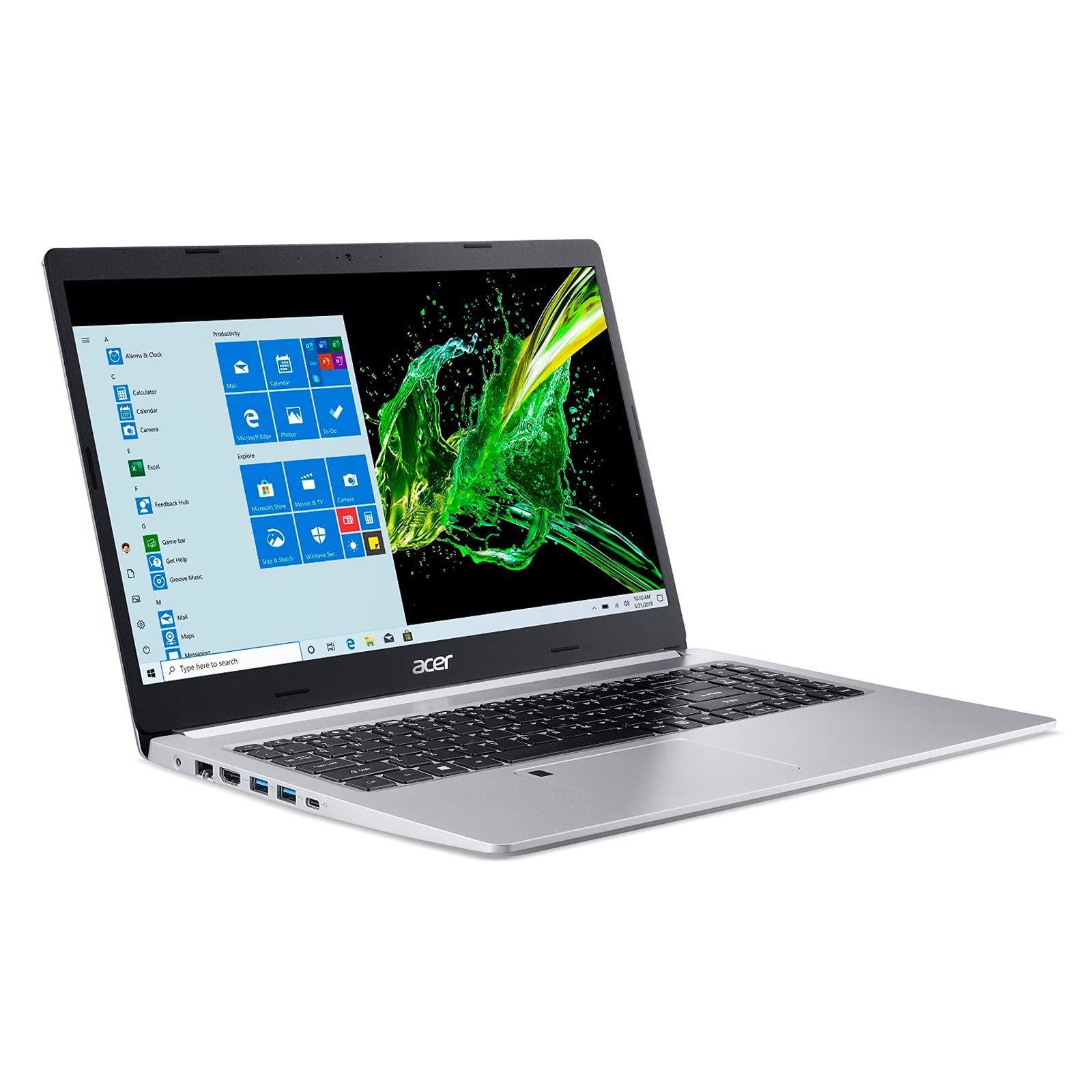 Acer Aspire 5 A515-55-56VK, 15.6 Full HD IPS Display, 10th Gen Intel Core i5-1035G1, 8GB DDR4, 256GB NVMe SSD, WiFi 6, HD Webcam, Fingerprint Reader, Backlit Keyboard, Windows 10 Home (Renewed)