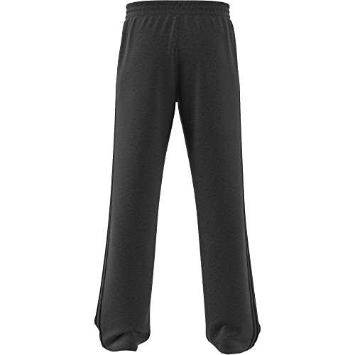 adidas Men's Size Essentials Fleece Open Hem 3-Stripes Pants, Dark Grey Heather/Black, Large Tall