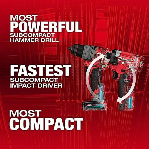 Milwaukee M12 FUEL 12-Volt Lithium-Ion Brushless Cordless Hammer Drill and Impact Driver Combo Kit w/2 Batteries and Bag (2-Tool)