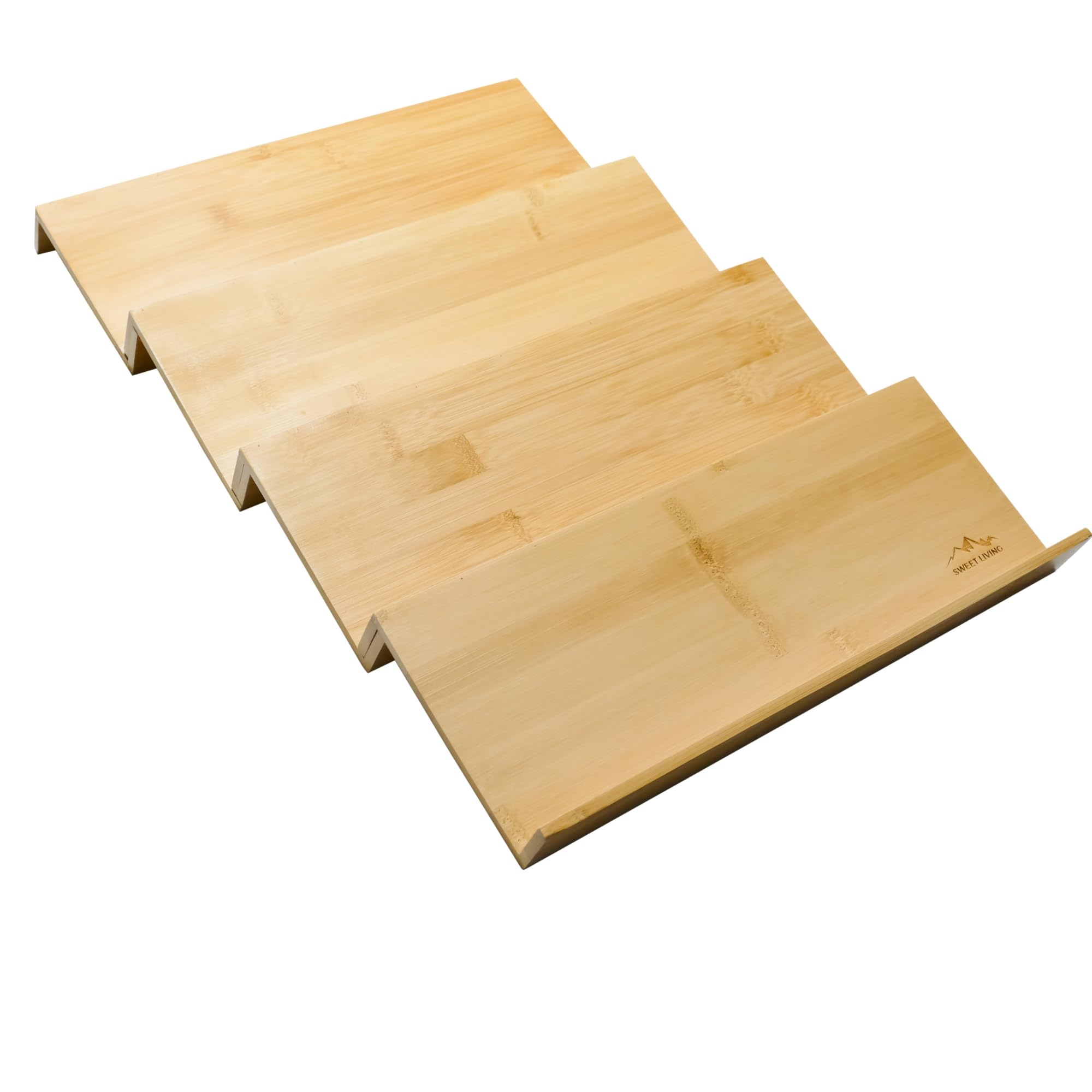 Bamboo Spice Drawer Organizer Insert for Shallow Drawers - 4 Tier In Drawer Spice Organizer (5" D x 13" W x 1.2" H)- Stackable Spice Rack for Drawer for Spice Organization- Drawer Spice Rack Organizer