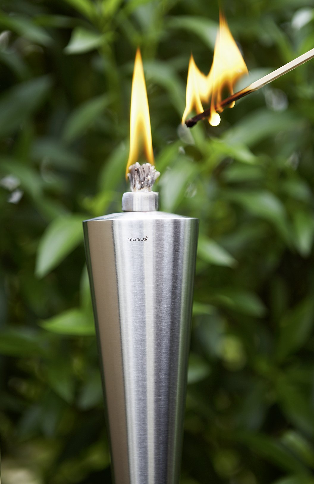 blomus 65007 Torch with Beechwood Stake, Cone Style