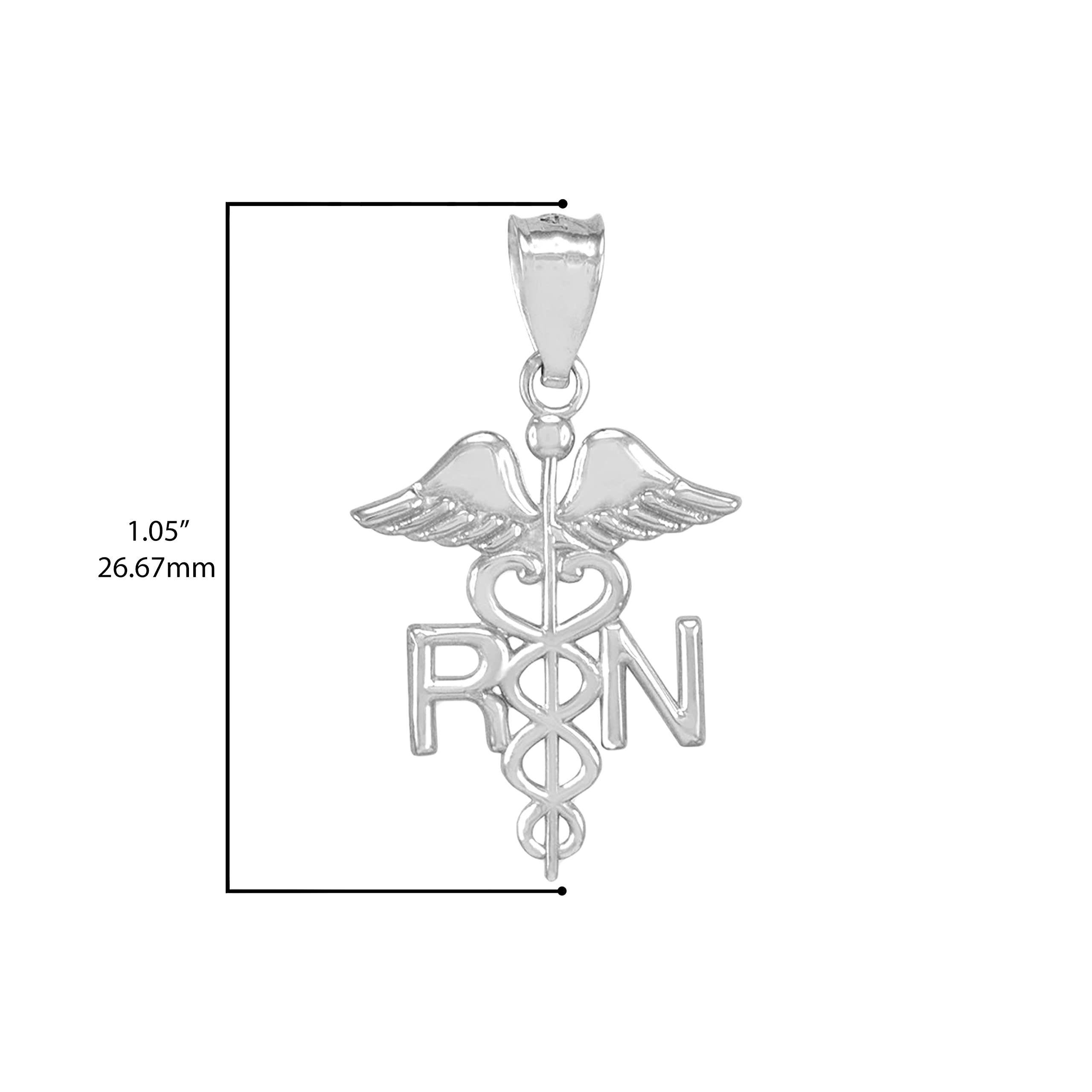 925 Sterling Silver Caduceus RN Charm Registered Nurse Pendant