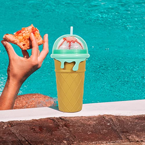 Slushie Maker Cup, 500ml Magic Quick Frozen Smoothies Cup, Portable Squeeze Cup Slushy Maker, Summer Juice Ice Cream Cup Freeze Double Layer Squeeze Cup for Family DIY Homemade