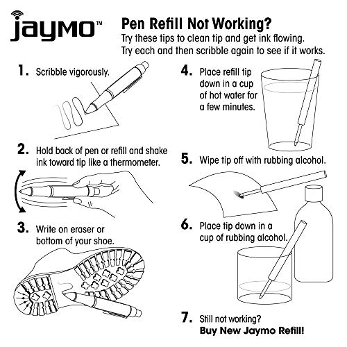 Jaymo Replacement for Waterman 834264 - Measures 4.4 in / 112 mm Long - Ballpoint Pen Refill - 2 Blue