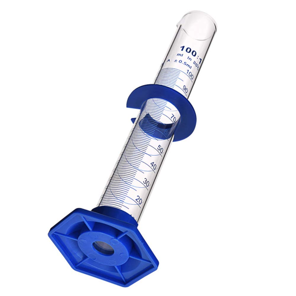Thick Glass Graduated Cylinder Measuring Liquid Lab Cylinders with Anti-Falling Plastic Base and Bumper Guards and Cylinder Brush (Glass, 100ML)
