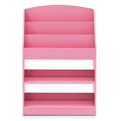 FURINNO 5-tier Kidkanac Magazine/Bookshelf With Toy Storage, Pink