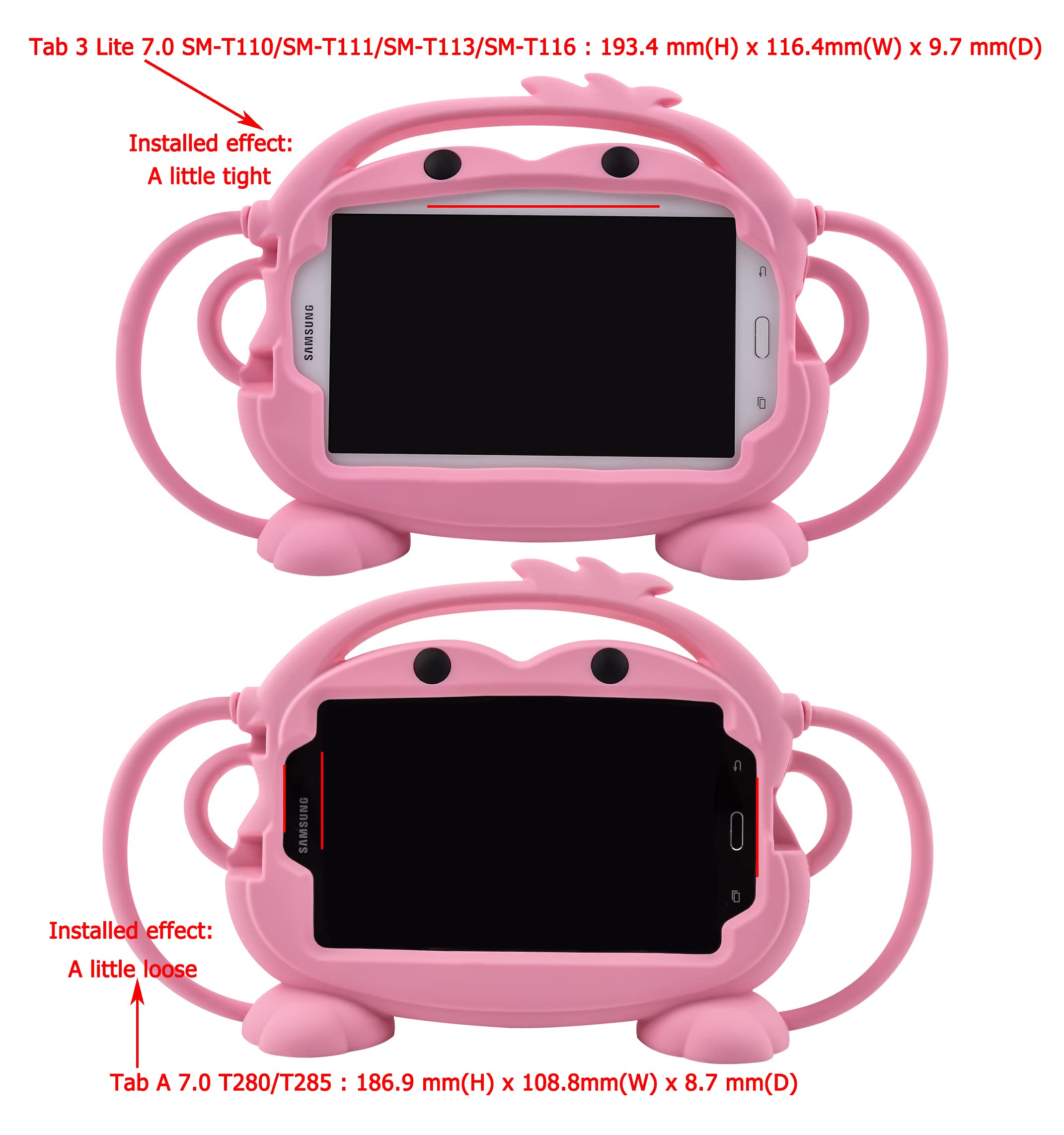 Kids Case for Samsung Galaxy Tab A/3/3 Lite/4 7.0 inch Tablet - CHINFAI [Double-Faced Monkey Series] Shock Proof Silicone Handle Stand Protective Cover for Samsung 7" Tablet (Blue)