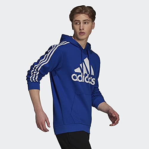 adidas Men's Standard 3-Stripes Fleece Hooded Sweatshirt, Team Royal Blue/White, 4X-Large