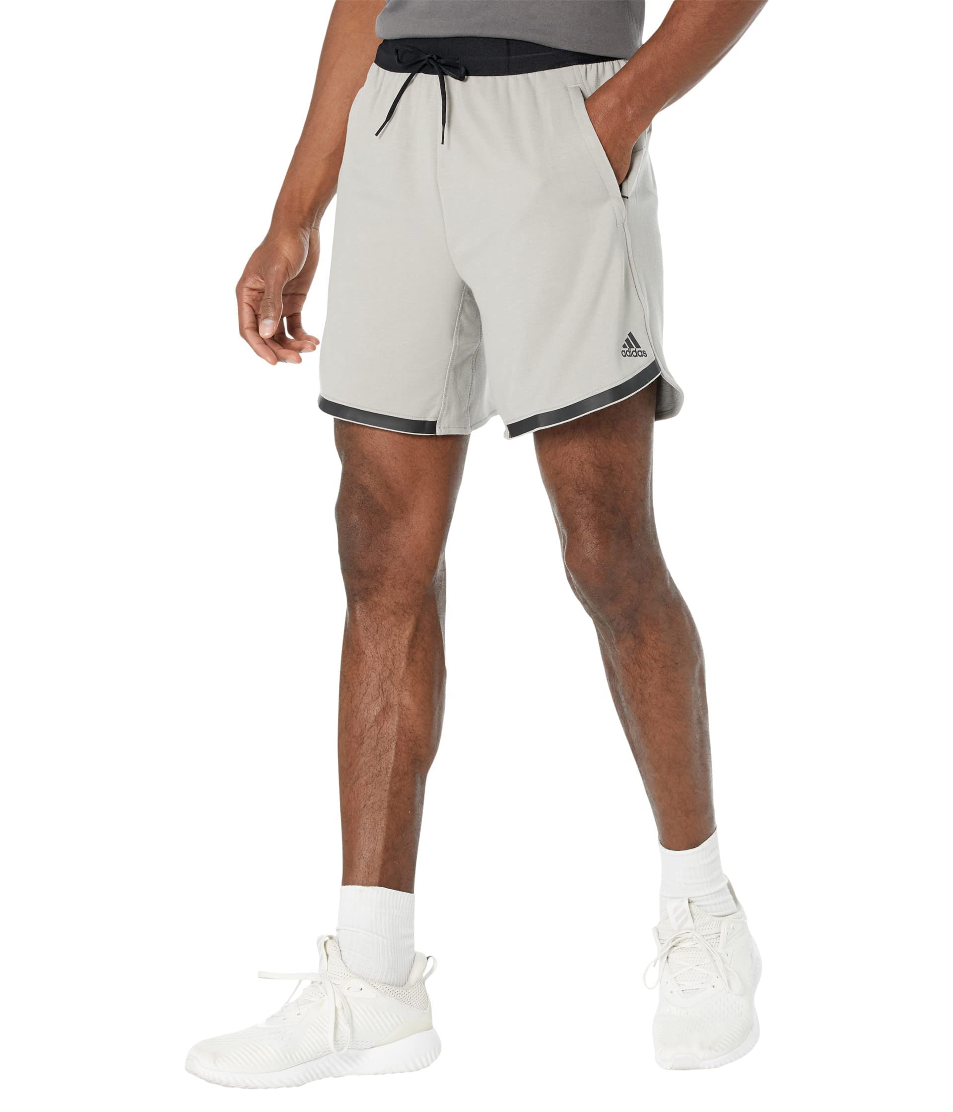 adidas Men's Standard Well being Shorts, Solid Grey, Large