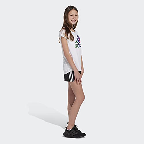 adidas girls Short Sleeve Scoop Neck Graphic Tee T Shirt, White With Light Pink, Small US