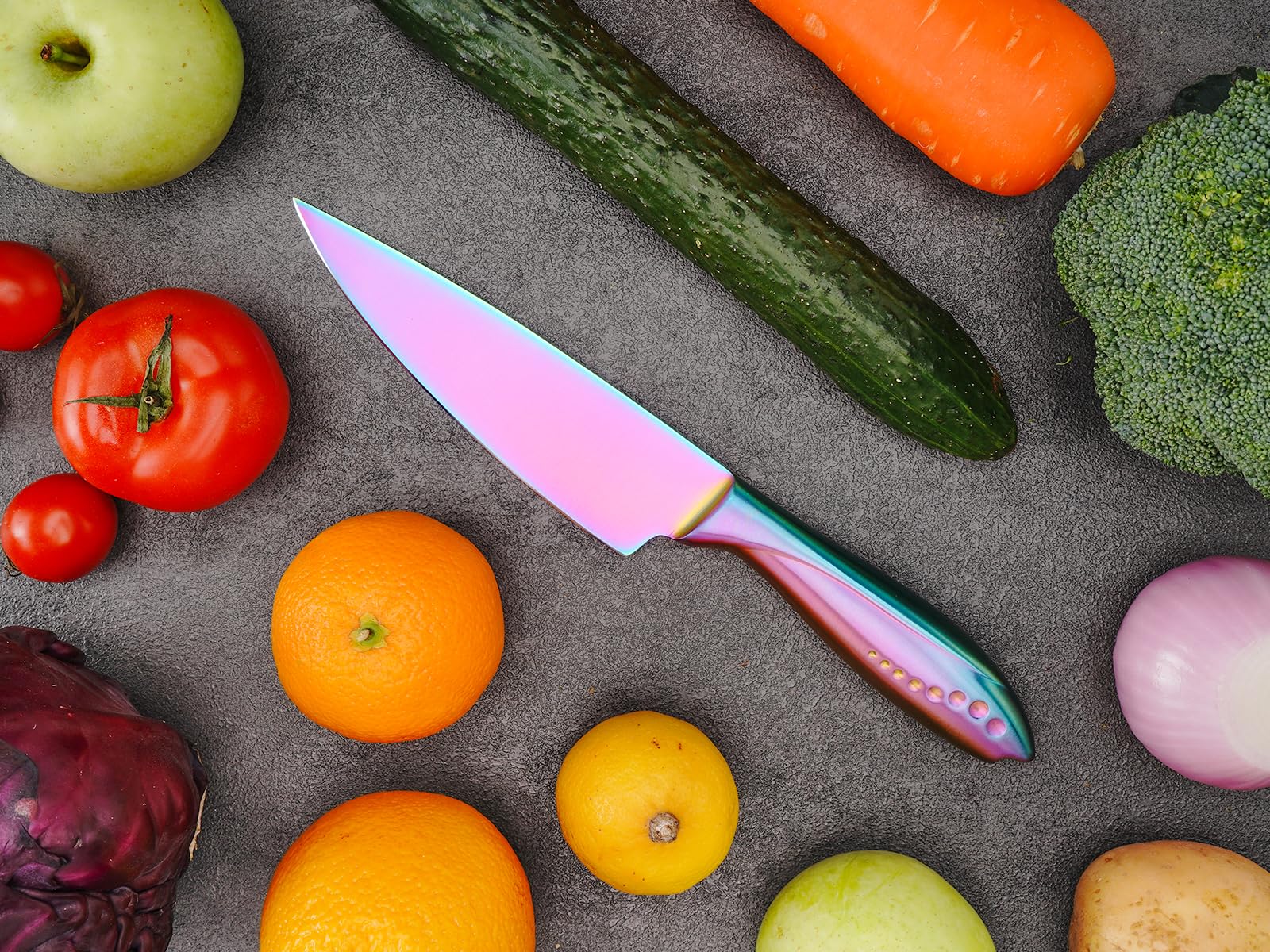 WELLSTAR Chef Knife, 6 Inch Kitchen Chef’s Knife Sharp High Carbon Stainless Steel Cooking Knife for Meat Sushi Vegetable Fruit Cutting Slicing Dicing, Useful Rainbow Kitchen Gadget