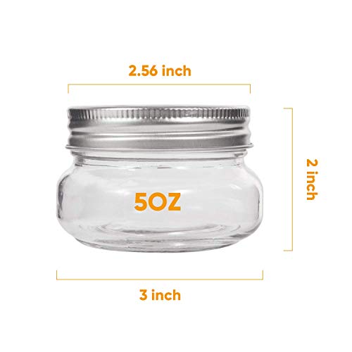 Accguan Mini Mason Jars,glass jar 5OZ With Lids(Silver,Ideal for Jam,Honey,Wedding Favors,Shower Favors,40 PACK