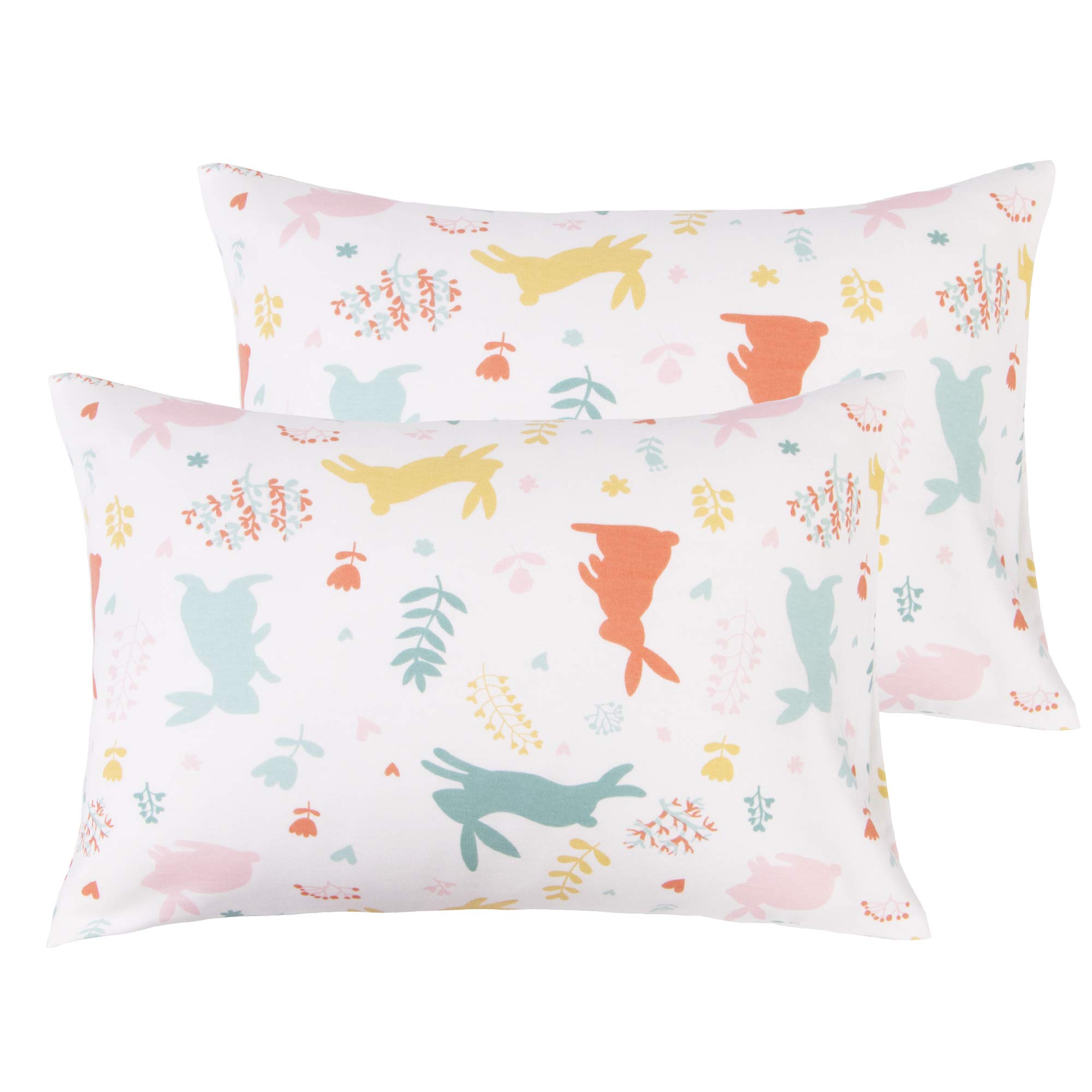 NTBAY Organic Cotton Toddler Pillowcases - Super Soft & Breathable Jersey Cotton Toddler Pillow Cases, 13”x18” Pillow Cases with Envelope Closure, Rabbits