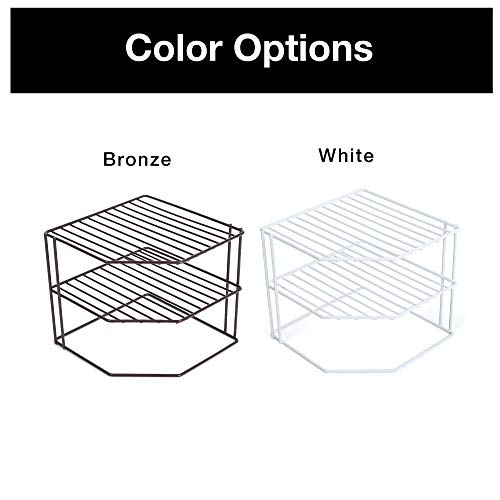 Smart Design 3-Tier Corner Shelf Storage – Bronze – Heavy Duty Steel Pantry Organizer with Rust-Resistant Finish and No-Scratch Bottom for Easy Home Organization and Storage