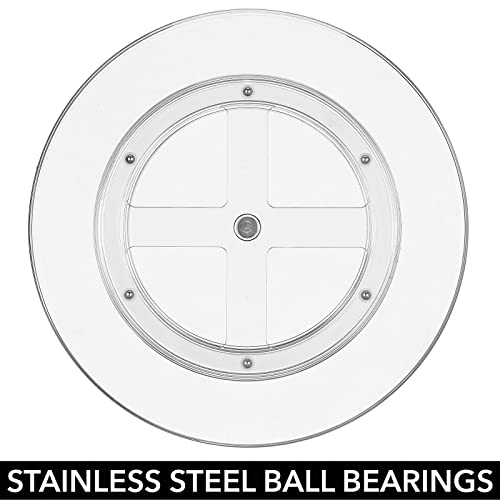 mDesign Lazy Susan Turntable Plastic Spinner for Kitchen/Bathroom, Pantry, Fridge, Cupboards, or Counter Organizing, Fully Rotating Organizer for Food, 11.5" Round - Lumiere Collection - 2 Pack, Clear