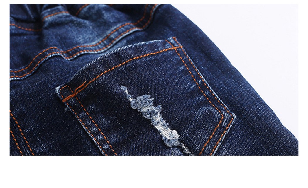 KIDSCOOL SPACE Baby Girl Boy Jeans,Little Kid Elastic Waist Ripped Denim Pants,Black,18-24 Months