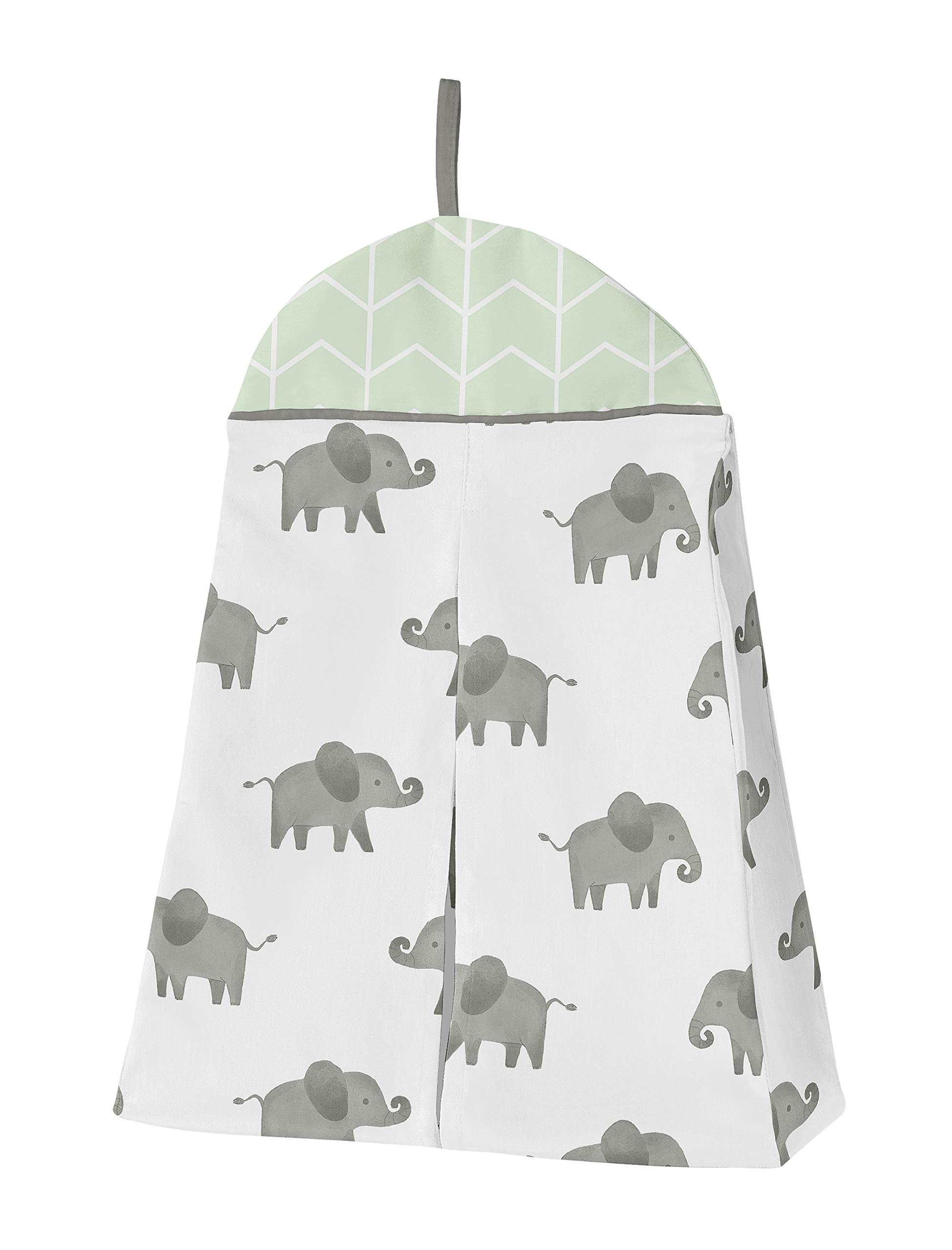 Sweet Jojo Designs Mint, Grey and White Watercolor Elephant Safari Baby Unisex Crib Bedding Set - 4 Pieces