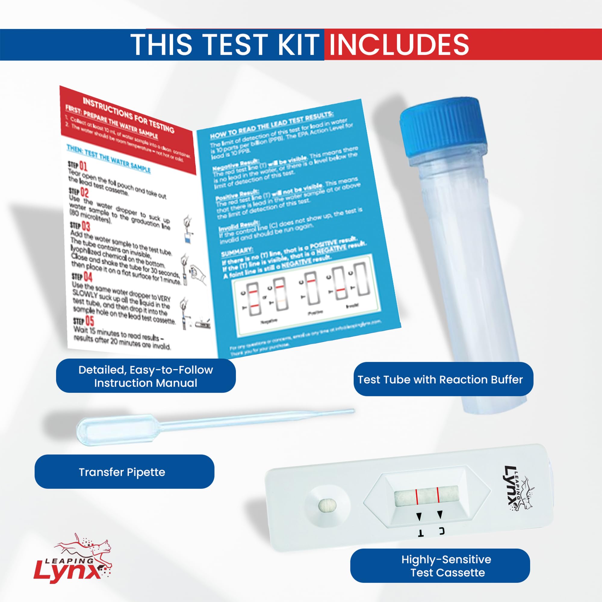Lead Water Testing Kit for Drinking Water, Well Water Testing Kit, Water Tester Results in Minutes – Simple 3-Step Procedure, Drinking Water Test Kit - Home Lead Water Test Kit, 10 PPB Sensitivity