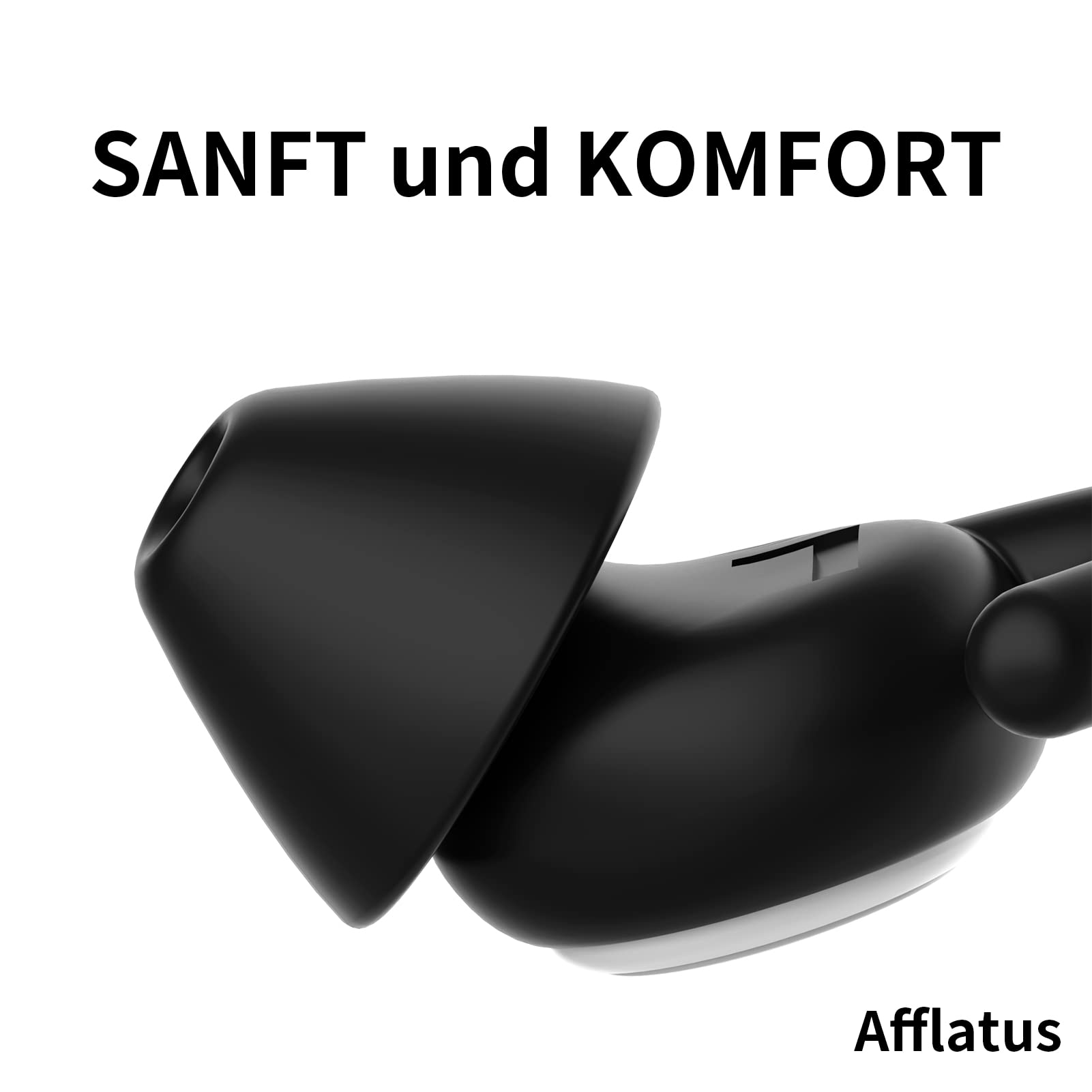 Afflatus Ear Plugs for Sleeping Noise Cancelling, 2 Pairs (S+L) Comfortable Reusable Noise Reduction Ear Plugs, Earplugs for Sleep, Snoring (Pure Black)