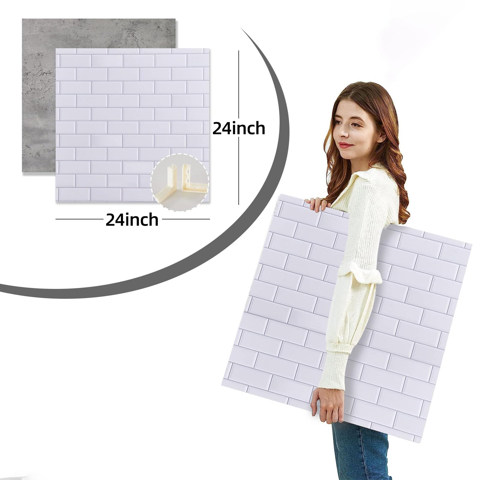 BEIYANG 2 PCS 24X24 in Photography Backdrop Boards with 2 PCS Brackets, Brick Wall Cement Backdrop Boards Kit for Flat Lay or Food Photography